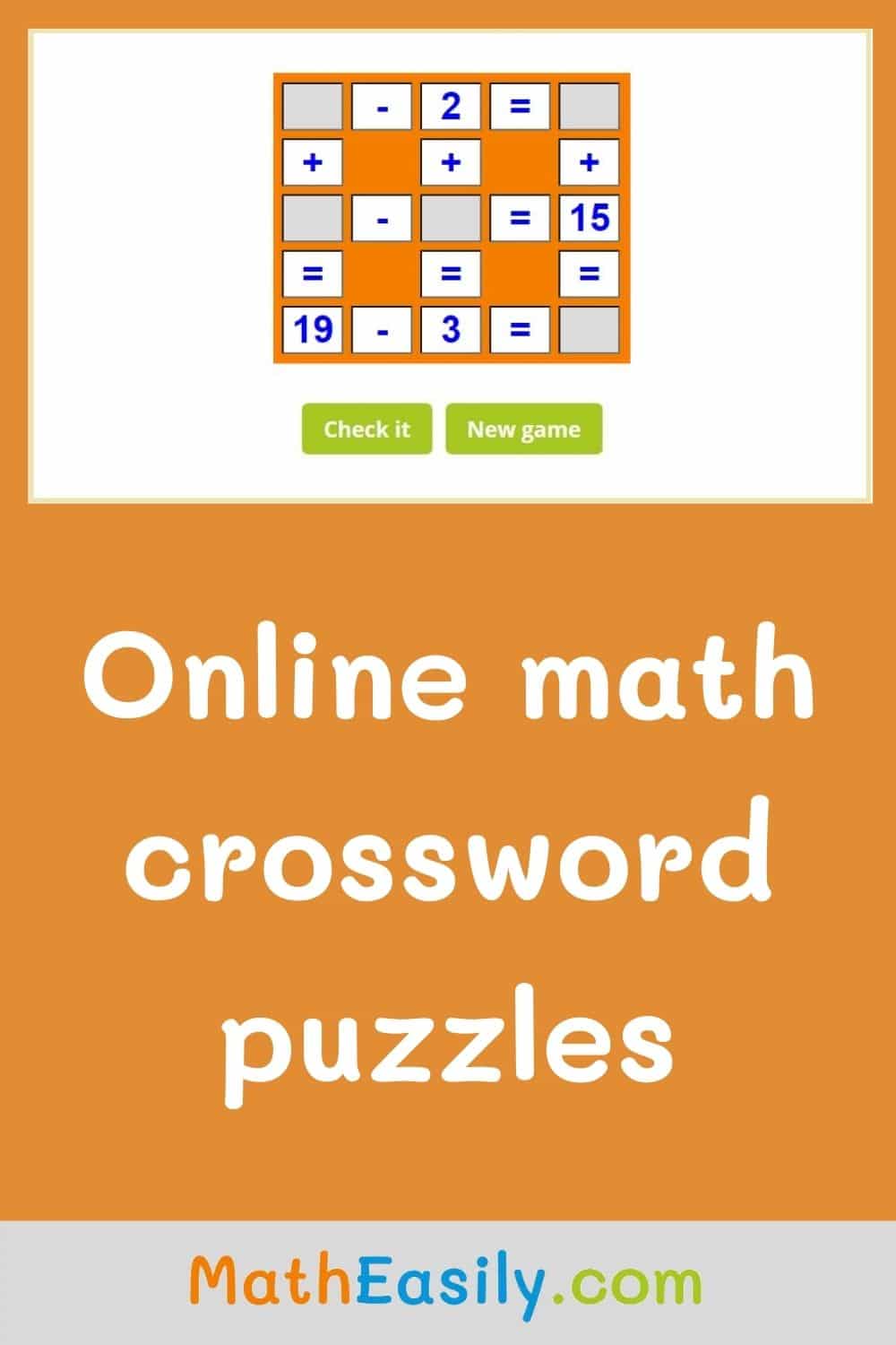 Math Crossword Puzzles Online Games Worksheets